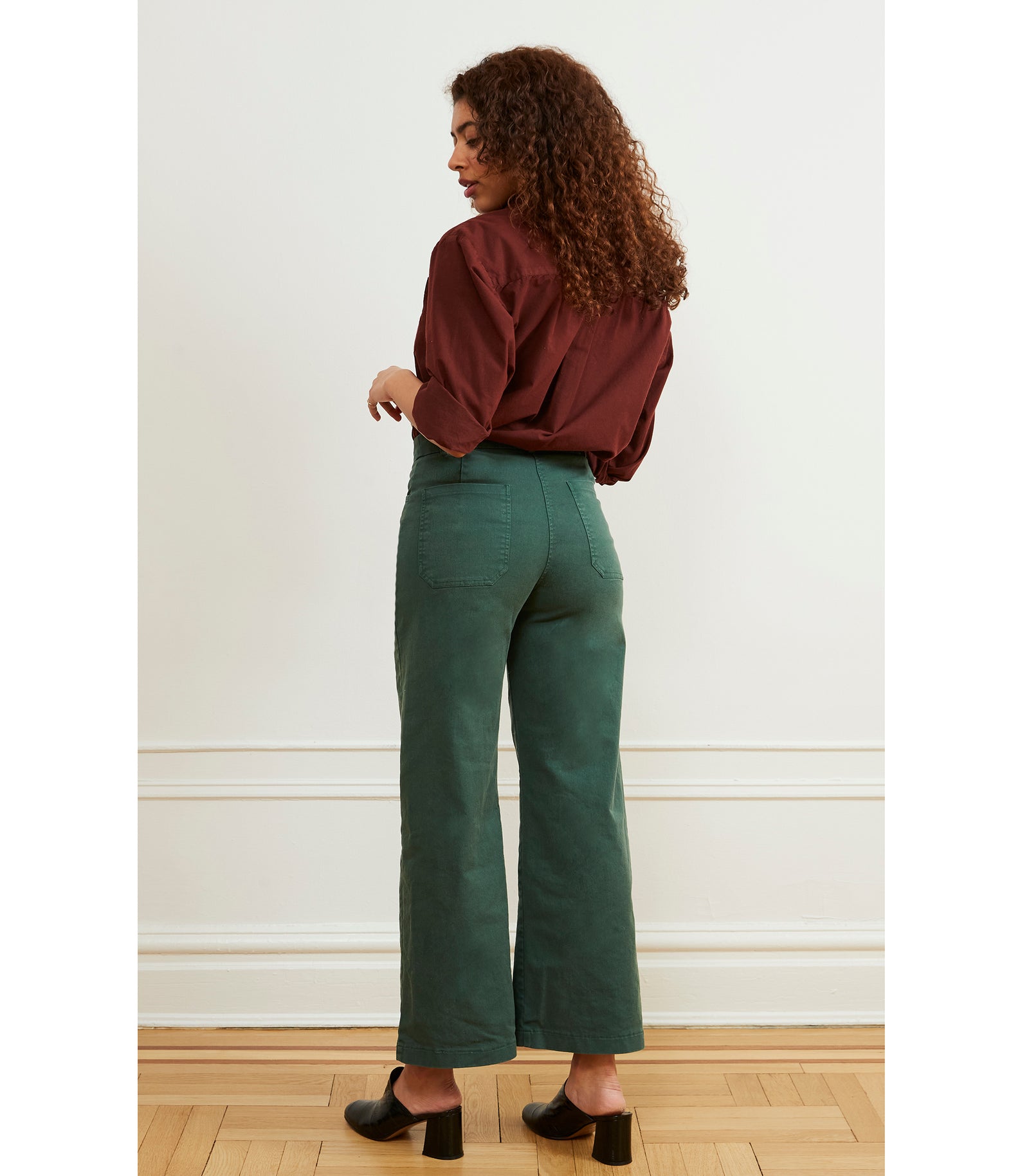 Toni Wide Leg Ankle Pants – High-Waist Stretch Twill Pants - Loup