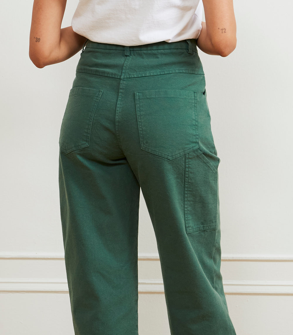 Agnes High Rise Painter Pants - Hunter Green | LOUP