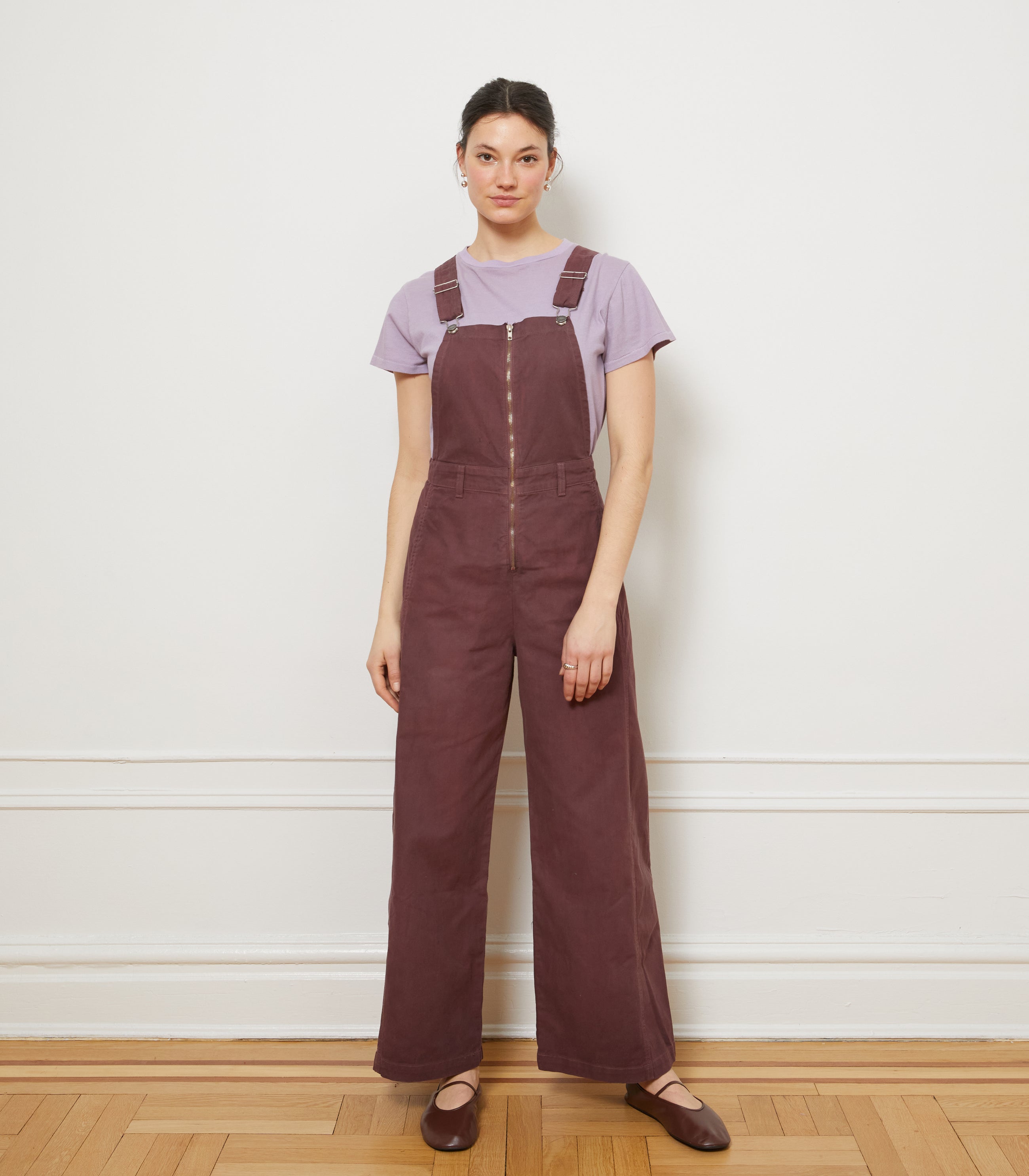 Madelyn Zip Front Overalls - Mauve | LOUP