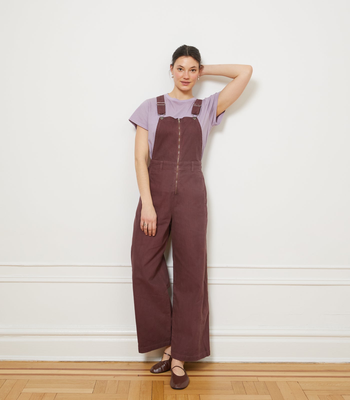 Madelyn Zip Front Overalls - Mauve | LOUP