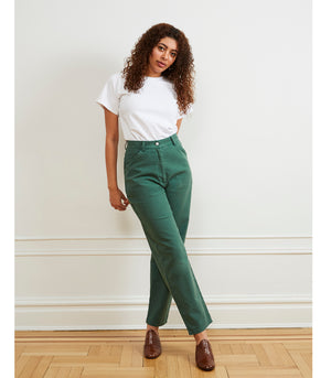 Agnes High Rise Painter Pants - Hunter Green | LOUP