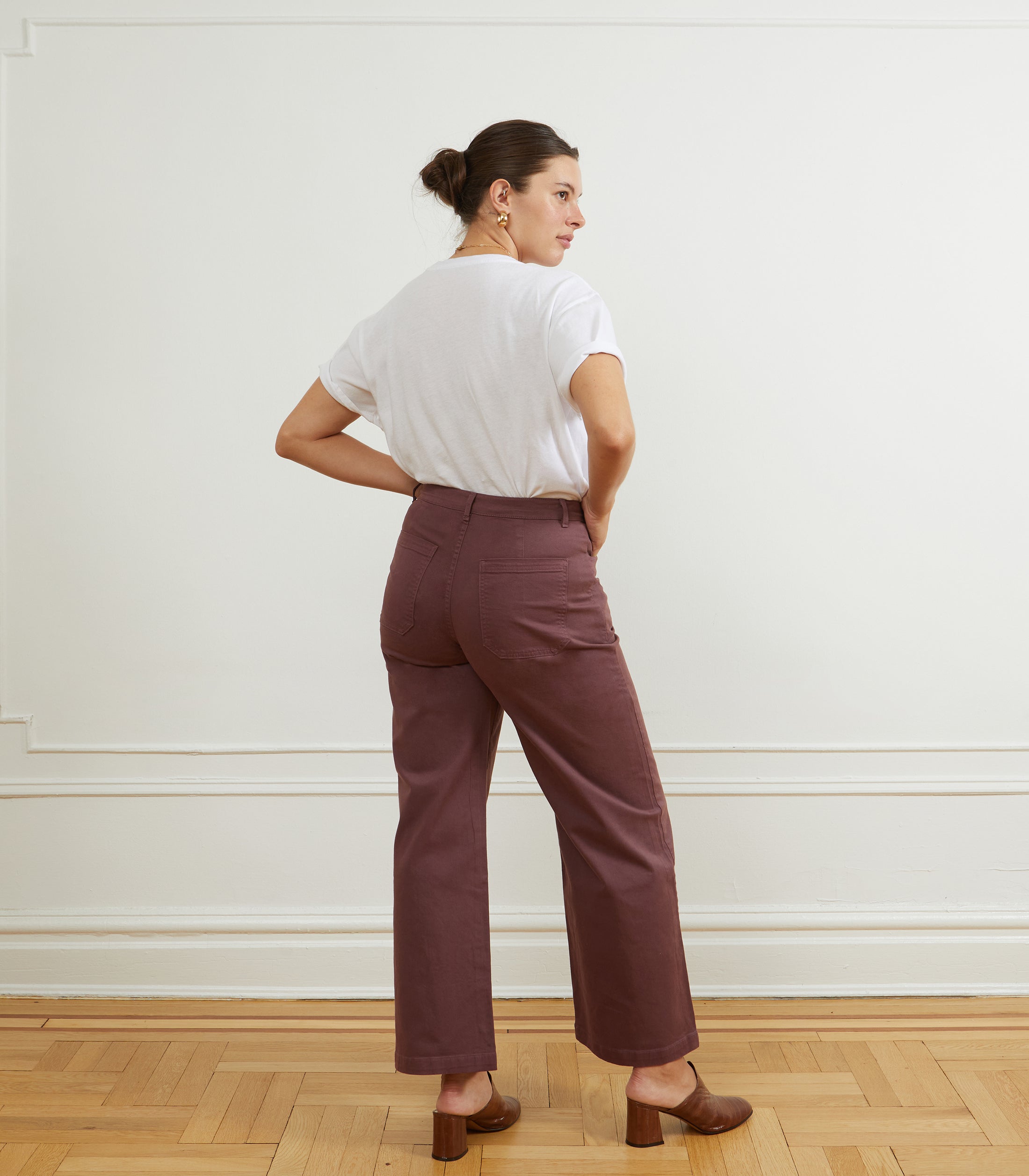 Toni Wide Leg Ankle Pants – High-Waist Stretch Twill Pants - Loup