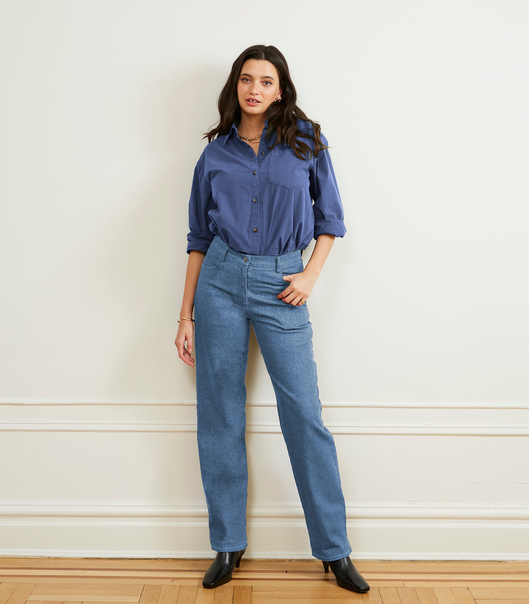 Elise Oversized Button Up Shirt - Yale Blue | LOUP
