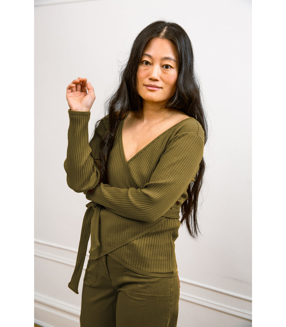 Simone Wide Crop Pants in Moss | LOUP