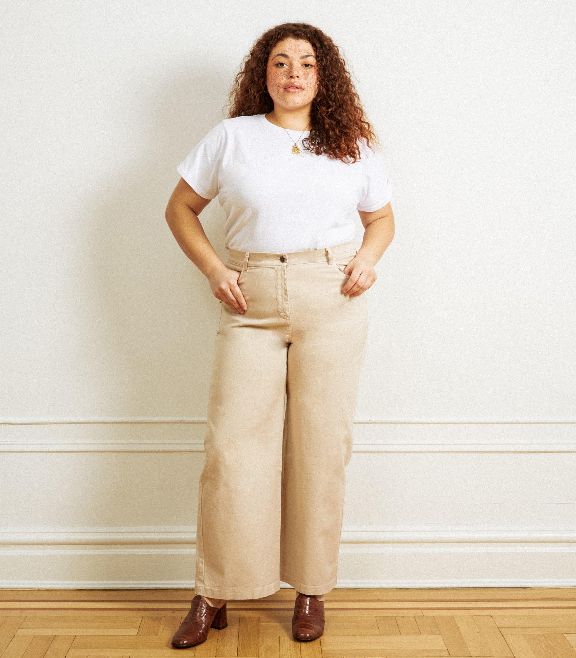 Toni Wide Leg Ankle Pants – High-Waist Stretch Twill Pants - Loup