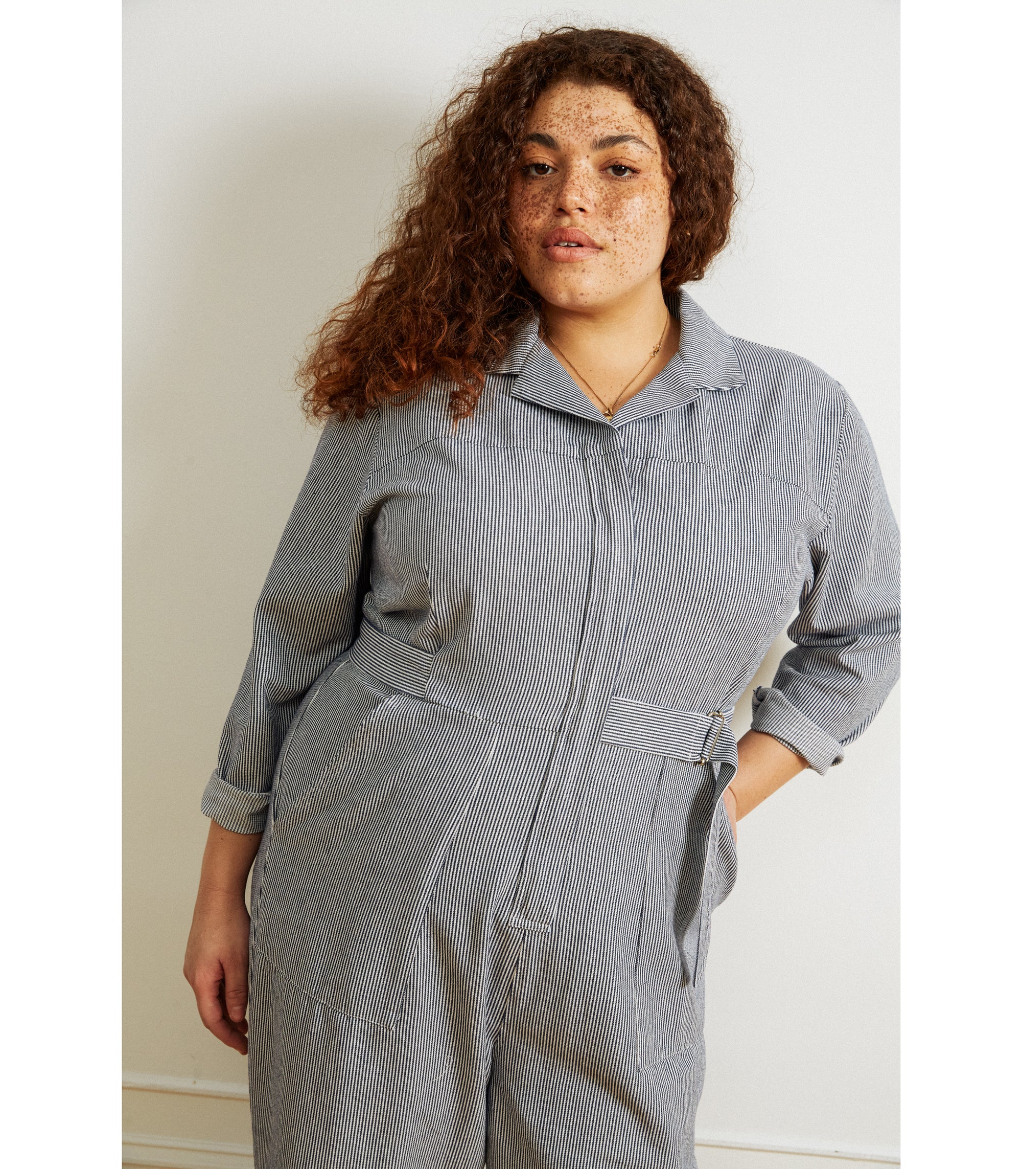 Wallis Long Sleeve Zip Jumpsuit - Stripe | LOUP
