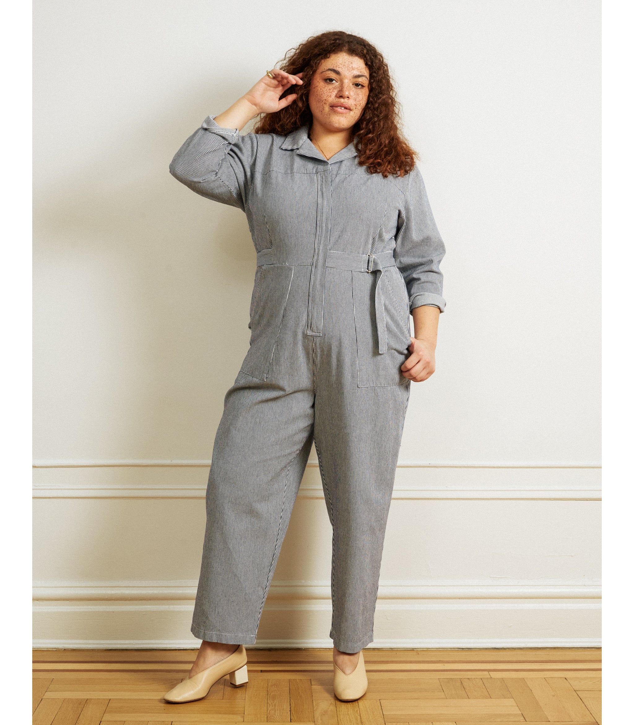 Wallis Long Sleeve Zip Jumpsuit - Stripe | LOUP
